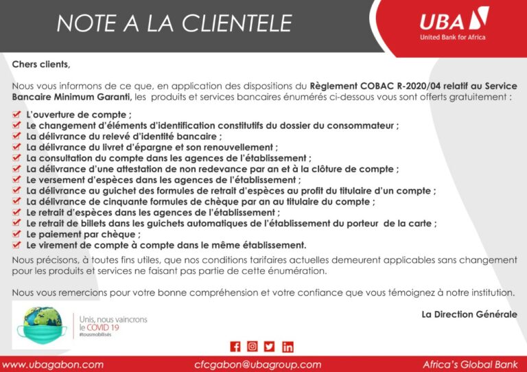 NOTE A LA CLIENTELE Archives - UBA Gabon